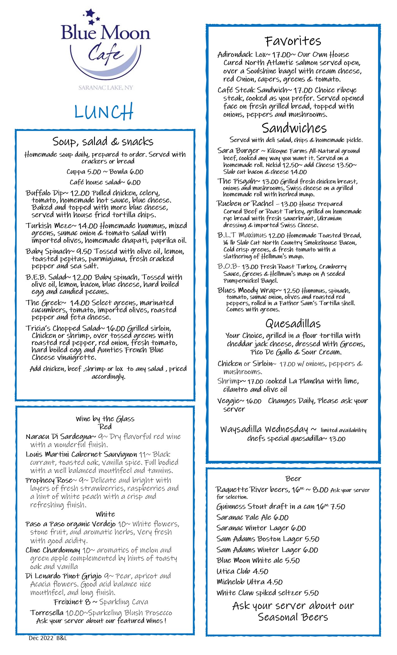 Restaurant Menus And Specials Blue Moon Cafe Restaurant Menus And Specials Blue Moon Cafe