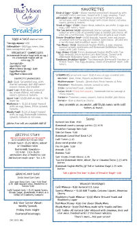 Restaurant Menus and Specials – Blue Moon Cafe
